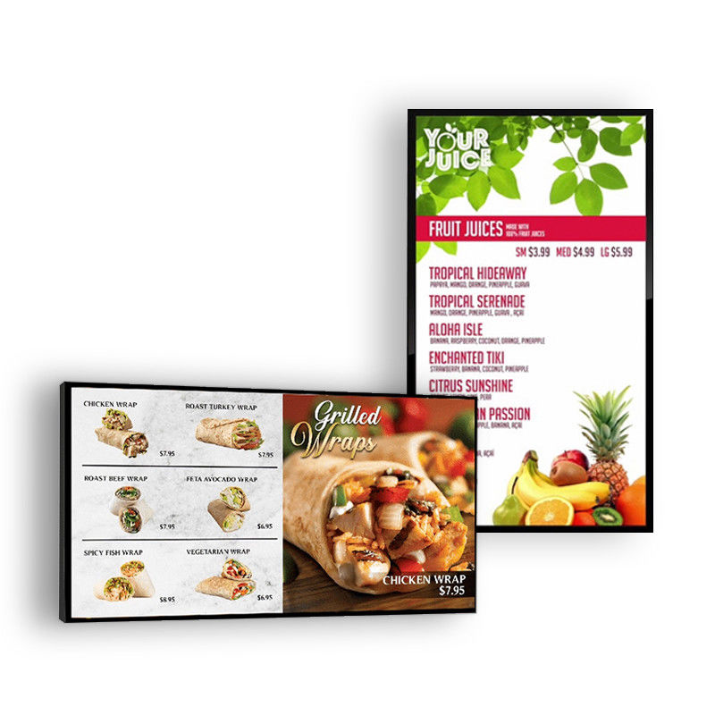 32 Inch 700 Cd/M2 Brightness Slim Design Indoor Restaurant Digital Menu ...