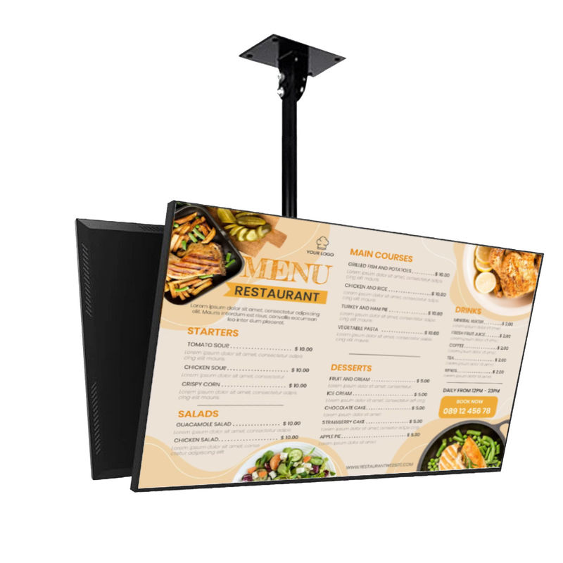 8mm Ultra Narrow Restaurant Indoor Digital Menu Board For Fast Food ...