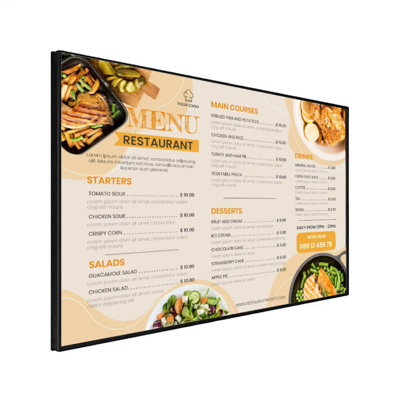 Indoor LCD Advertising Display Digital Signage Player For Restaurant ...