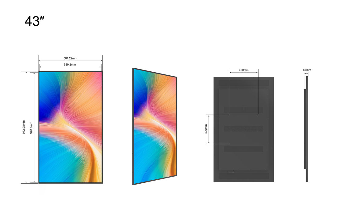 50/60Hz Input Voltage 43inch Window Facing LCD Display with Ultra-Thin ...